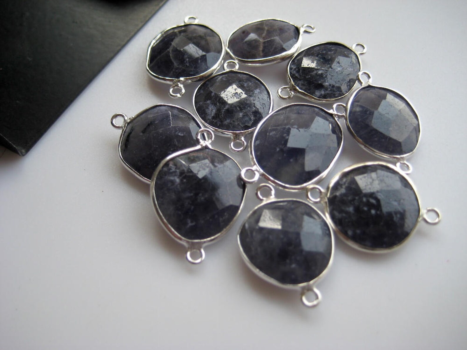10 Pieces Iolite Blue Hydro Quartz Jewelry Bezel Connectors | Etsy