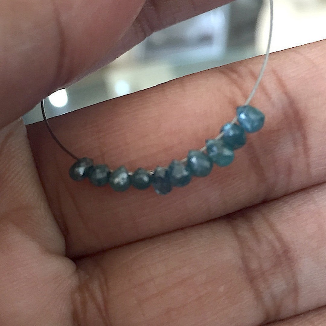 10 Pcs 2.5mm to 3mm Tiny Blue Diamond Faceted Briolette Beads, Natural ...