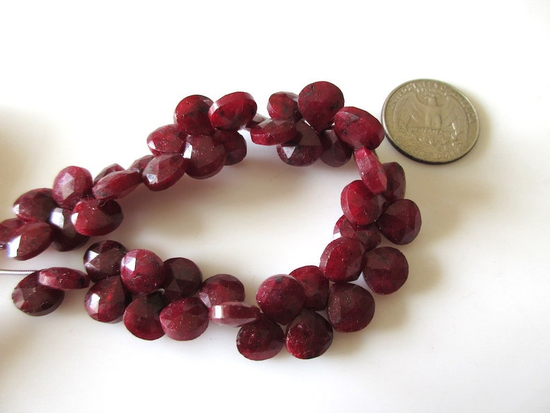 Red Corundum/ruby Heart Shaped Briolette Beads, Ruby Briolette Beads ...