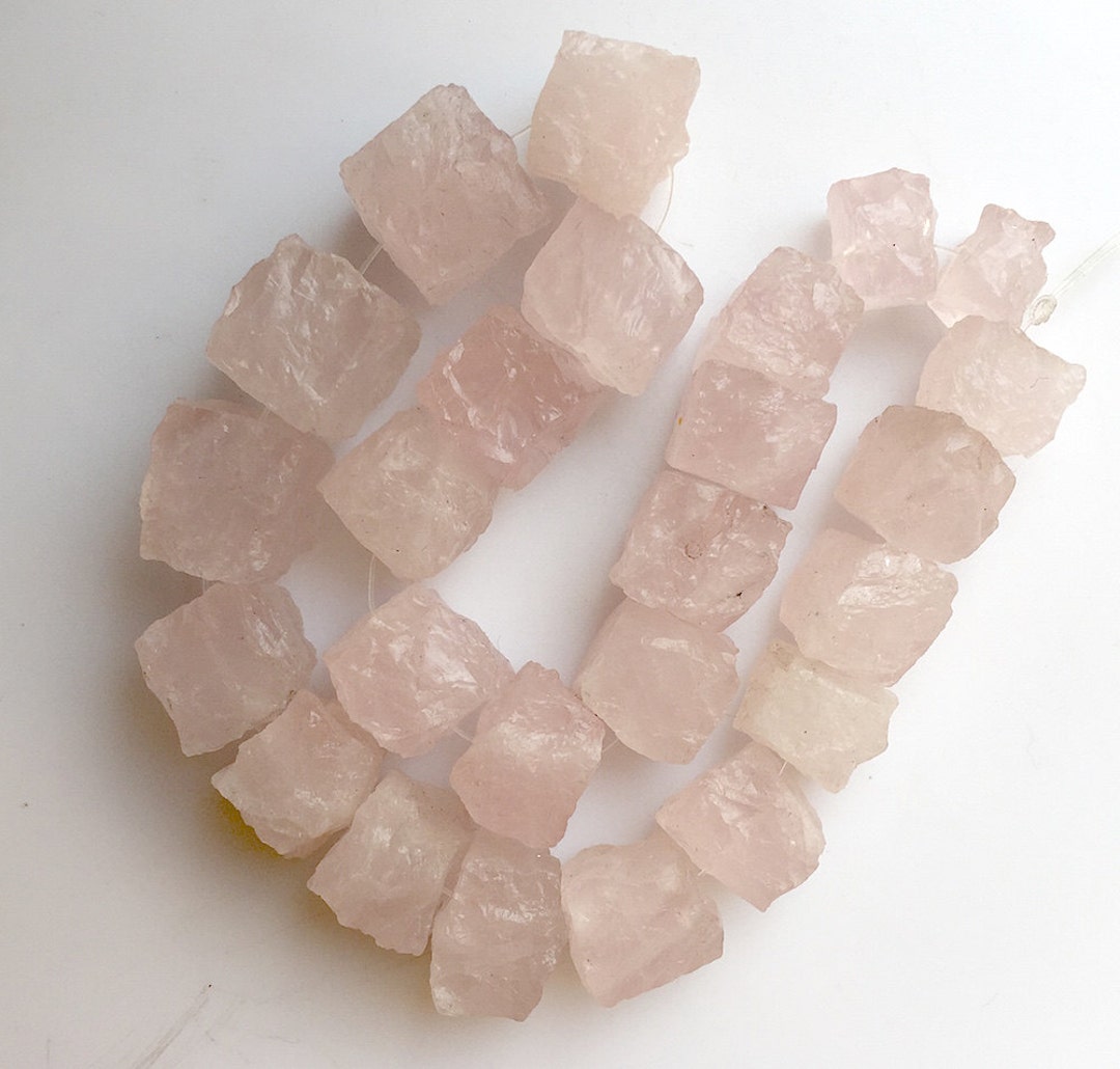 Raw Raw Rose Quartz Beads, Natural Hammered Rough Rose Quartz Gemstone ...