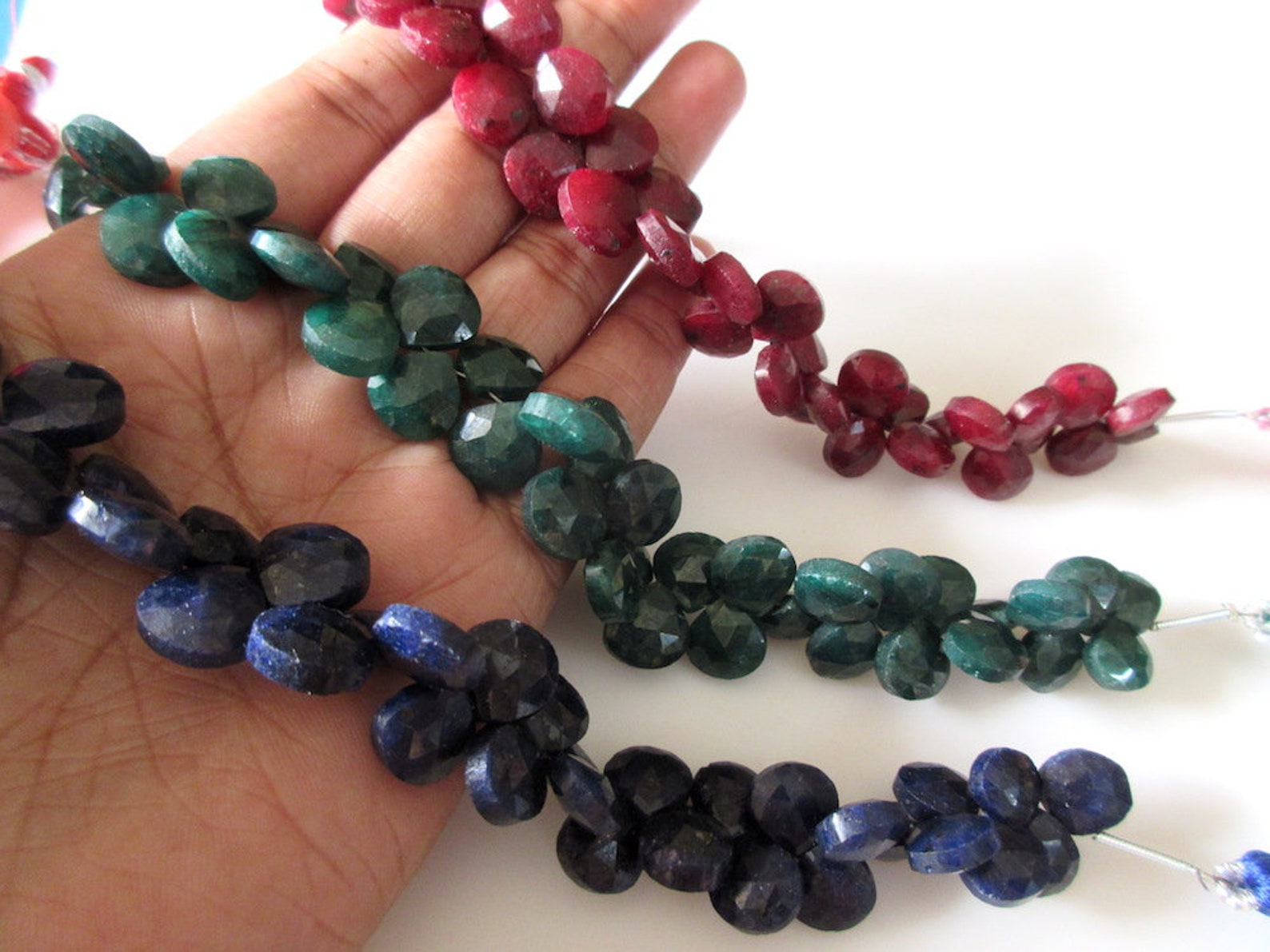 Red Corundum/ruby Heart Shaped Briolette Beads, Ruby Briolette Beads ...