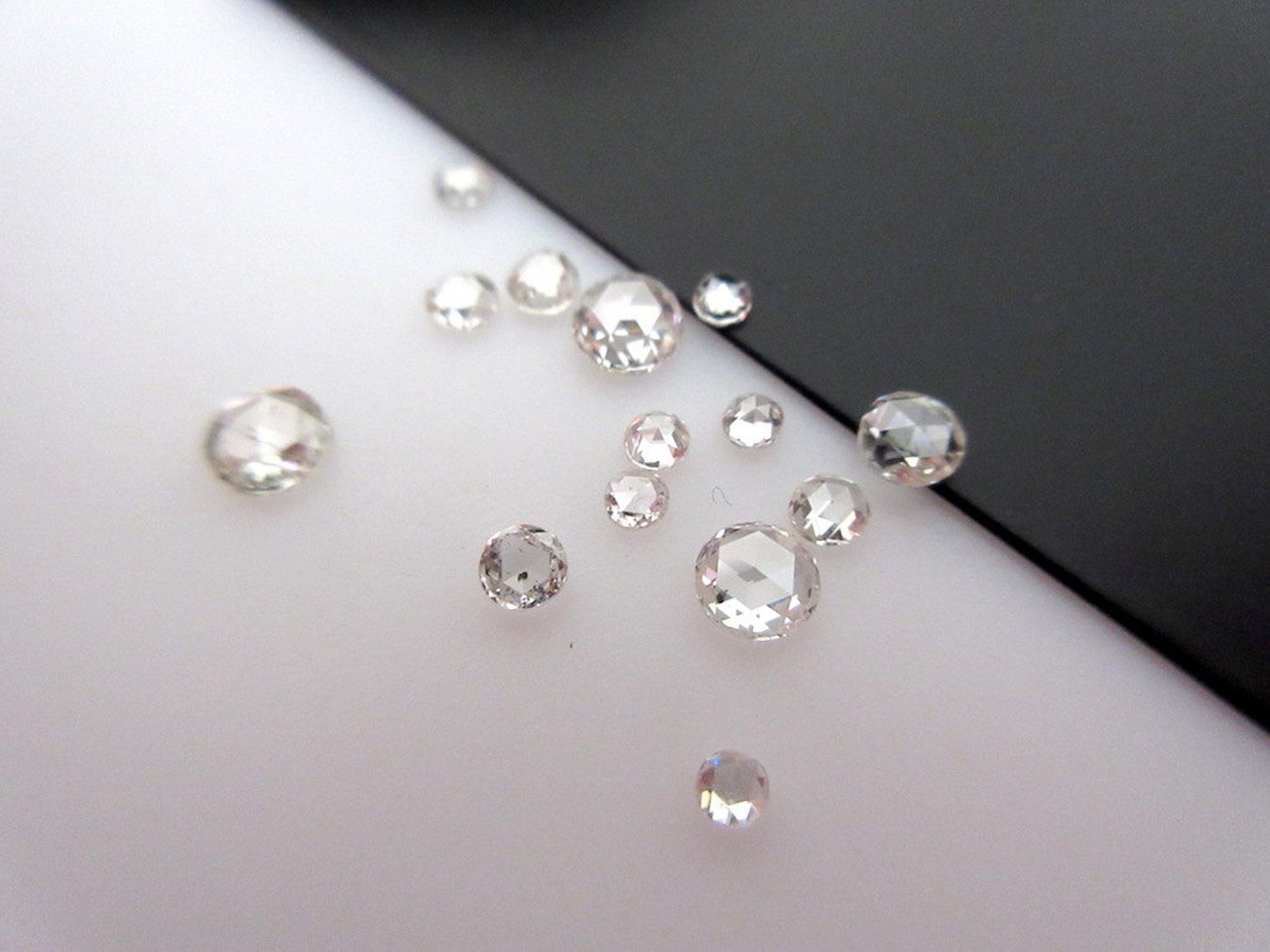 6 Pieces, 2-3mm Clear White Rose Cut Diamond, Rose Cut Cabochon, White ...