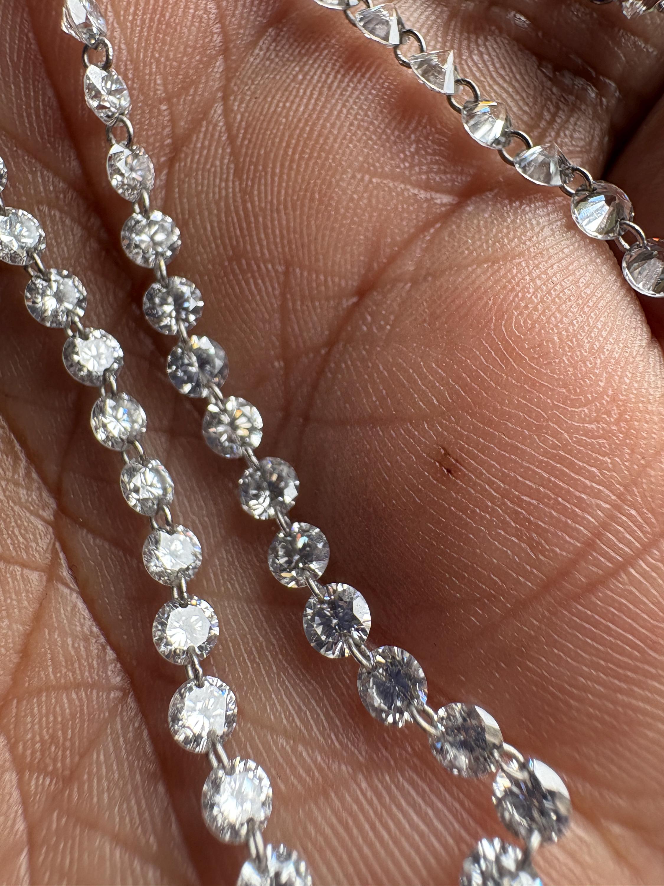 12cts Drilled Lab Grown Diamond Loose Link Chain Yard Necklace/bracelet ...
