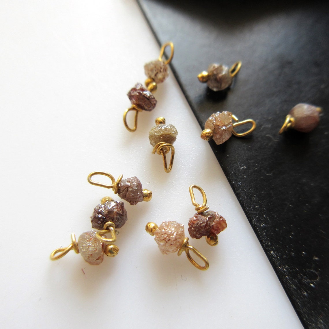 10 Pieces Natural Red Raw Rough Uncut Diamond 925 Sterling - Etsy