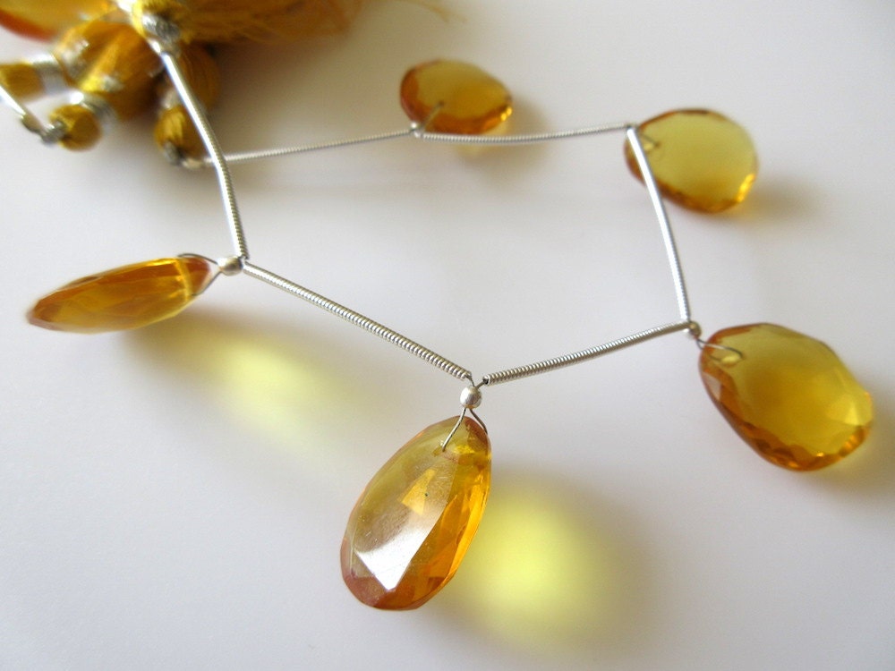 5 Pieces 15mm To 18mm Each Hydro Quartz Citrine Color Rose Cut | Etsy