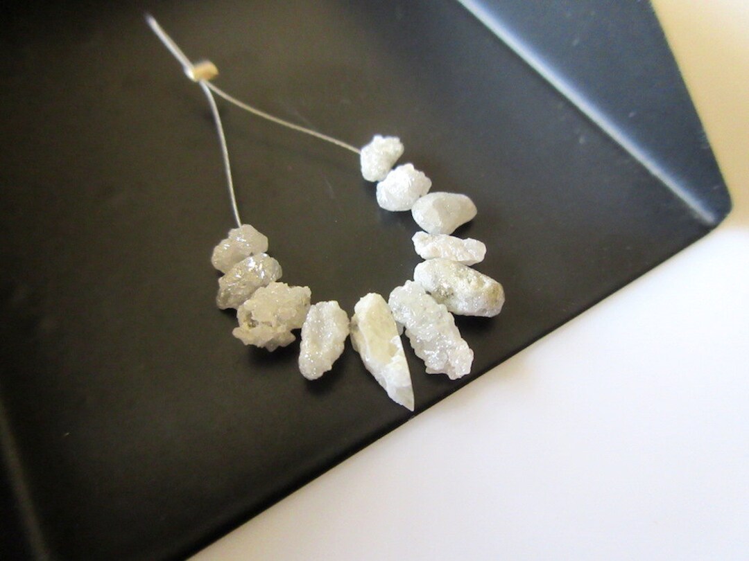 5pcs White Raw Diamond Spikes, 5mm to 7mm Rough Natural Diamond Beads ...