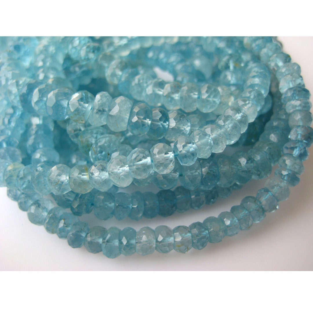 Swiss Blue Topaz Faceted Rondelle Beads 5mm Blue Topaz Beads, 4 Inch ...