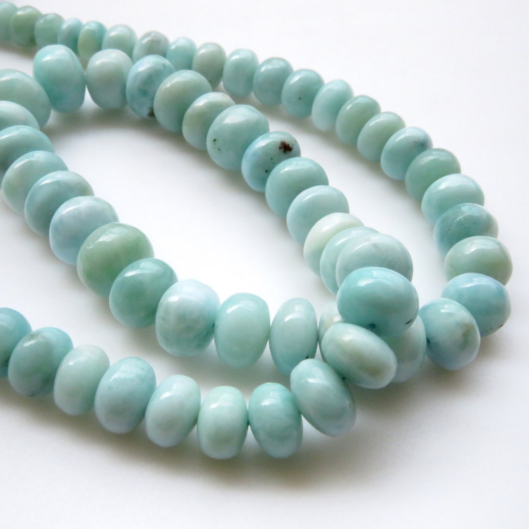 Natural Smooth Larimar Rondelle Beads, 6mm to 10mm Larimar Beads for ...