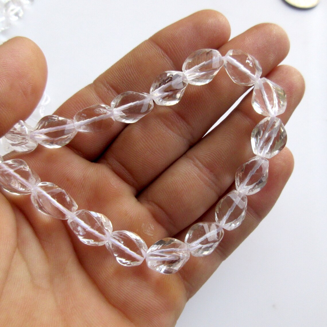 Crystal Quartz Faceted Oval Beads, Natural Rock Quartz Crystal Beads ...