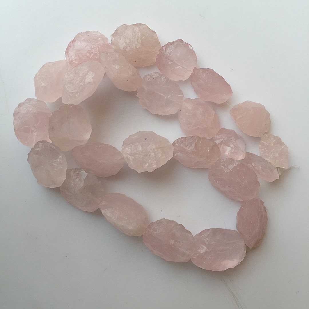 Raw Rose Quartz Coin Beads, Natural Hammered Rough Rose Quartz Gemstone ...