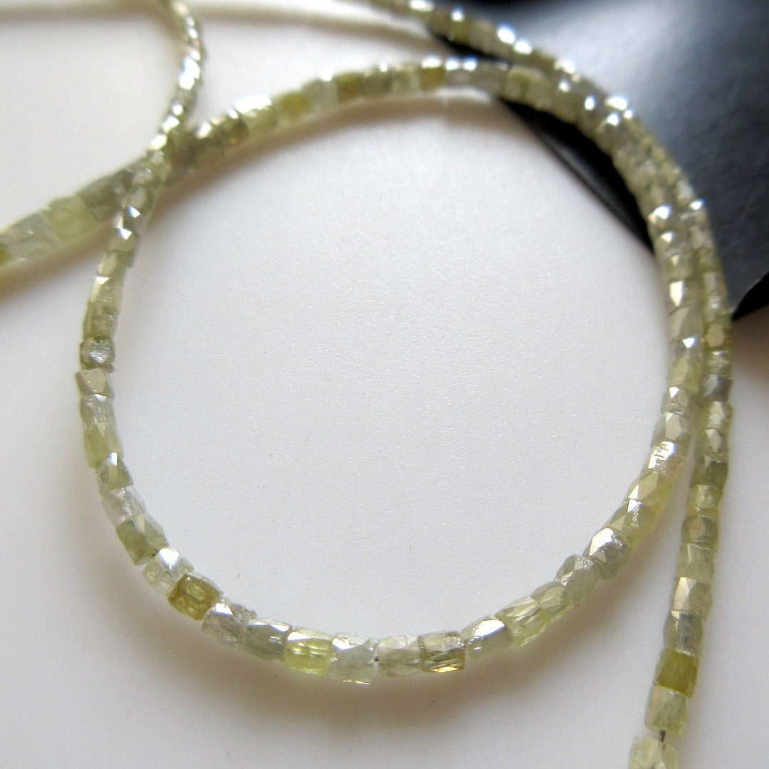 Natural Light Yellow Faceted Pipe Diamond Beads, 2mm to 3mm Drum ...