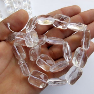 Crystal Quartz Faceted Rectangle Beads, Natural Rock Quartz Crystal ...