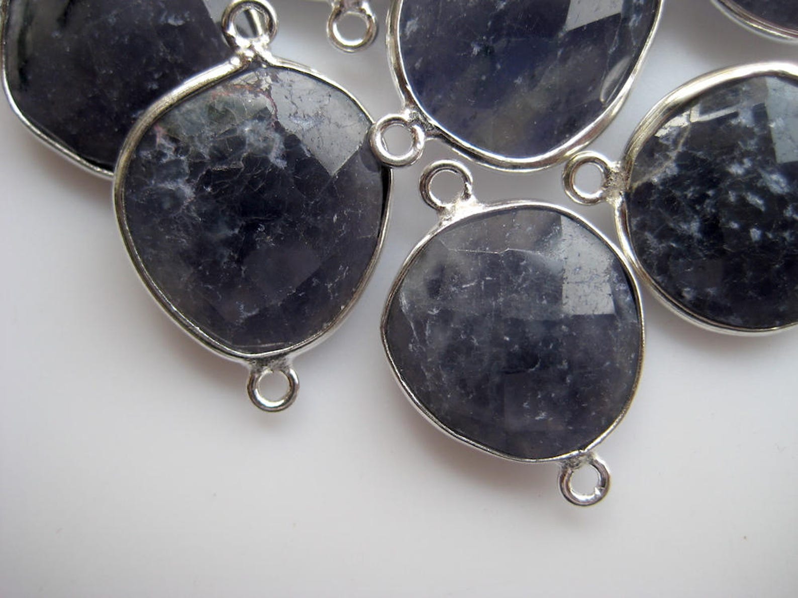 10 Pieces Iolite Blue Hydro Quartz Jewelry Bezel Connectors | Etsy