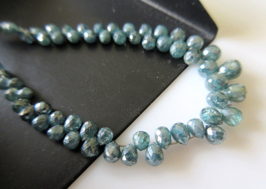 10 Pcs 2.5mm to 3mm Tiny Blue Diamond Faceted Briolette Beads, Natural ...