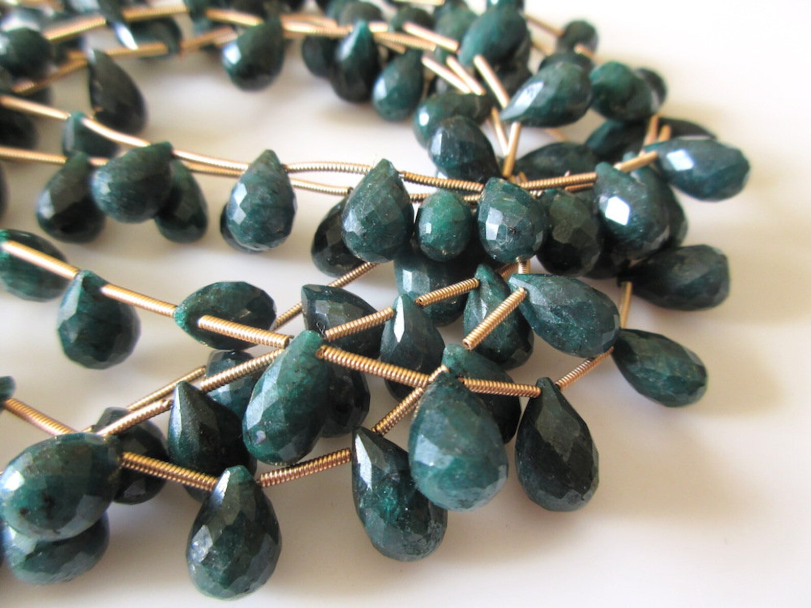 Green Corundum/emerald Tear Drop Briolette Beads Emerald | Etsy