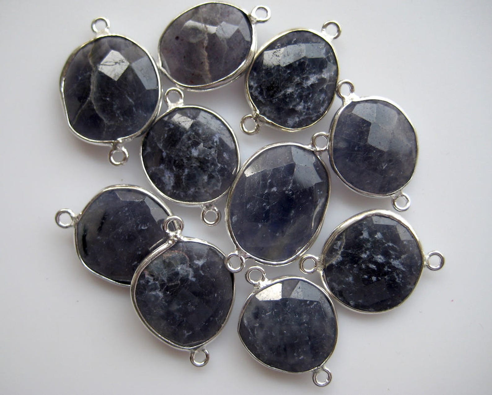 10 Pieces Iolite Blue Hydro Quartz Jewelry Bezel Connectors | Etsy