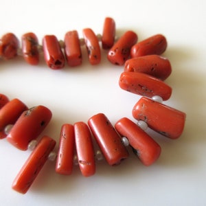 Natural Italian Coral Tubes, Top Side Drilled Original Italian Red ...