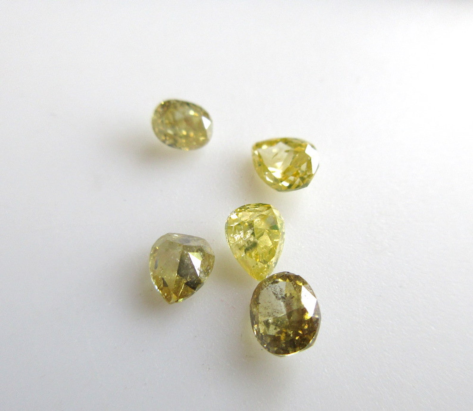 Set of 5 Pieces 4mm to 4.5mm Clear Yellow Rose Cut Diamond - Etsy