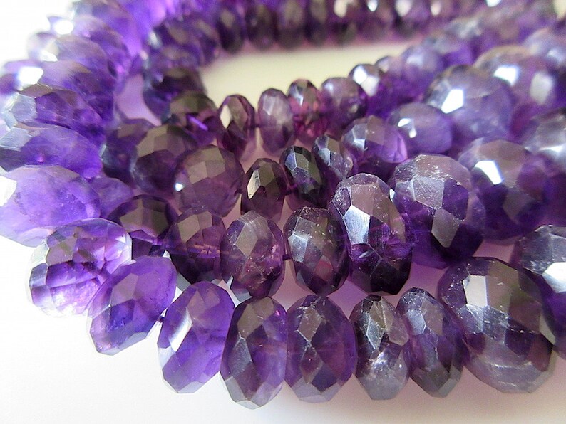 Amethyst Faceted Rondelles 8 14 mm 8 Inch Half Strand | Etsy