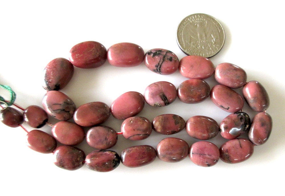 Rhodonite Tumbles Natural Rhodonite Smooth Tumble Beads 12mm | Etsy