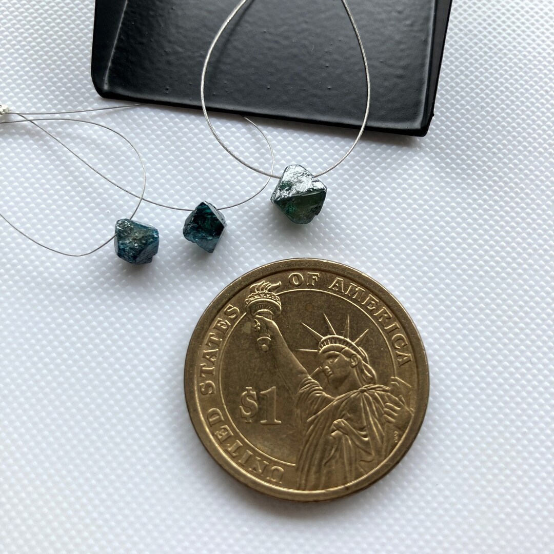 6mm/7mm Blue Raw Diamond Octahedron Drilled, Natural Diamond Crystal ...