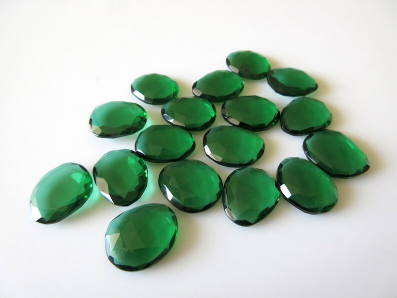 5 Pieces 14mm to 18mm Each Hydro Quartz Emerald Color Rose Cut Faceted ...