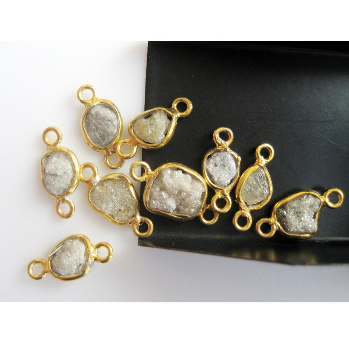 100 Pcs White Diamond Connector 925 Silver Connectors Rough - Etsy