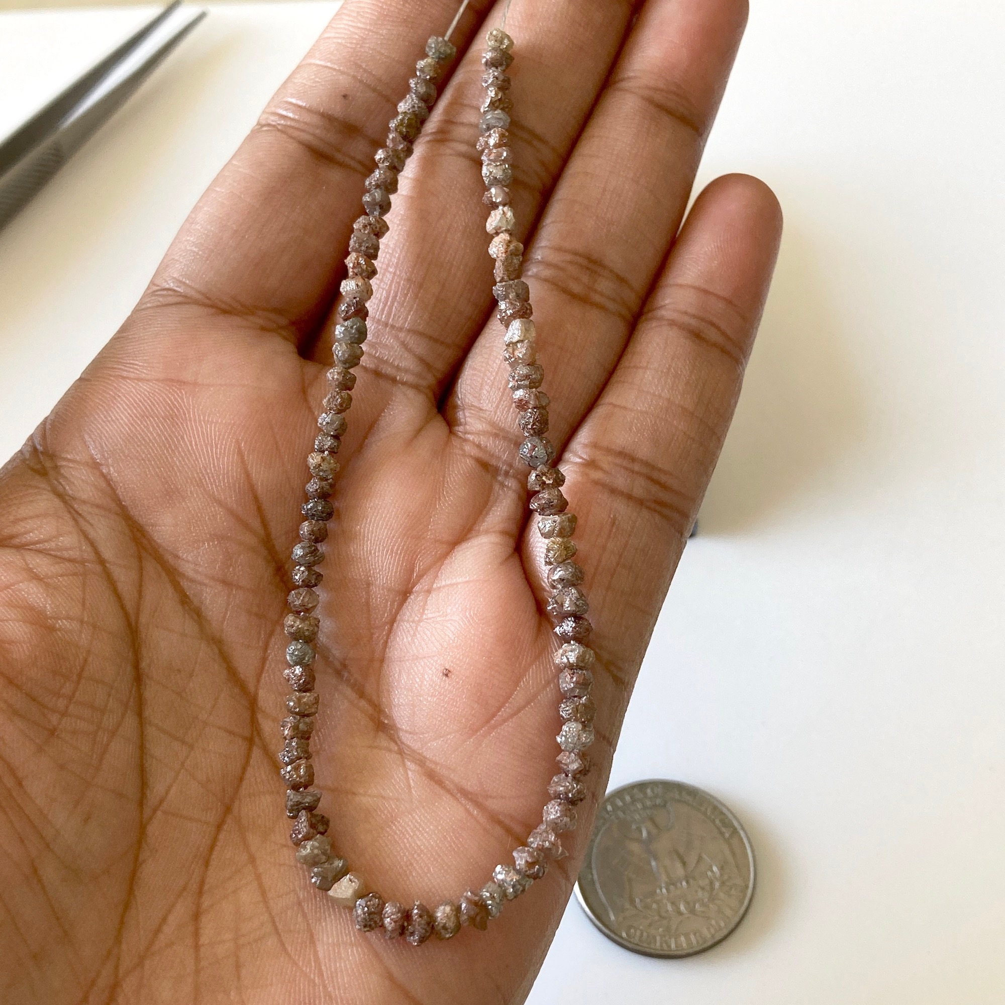 4/8/16 Inches 3mm Red Raw Diamond Natural Round Beads, 0.5mm Drill ...