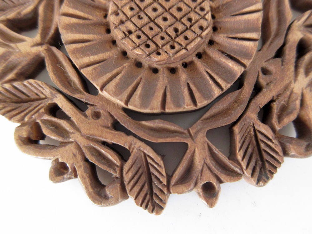 2 Pieces Hand Carved Wooden Flower Pendant Handmade Jharokha | Etsy