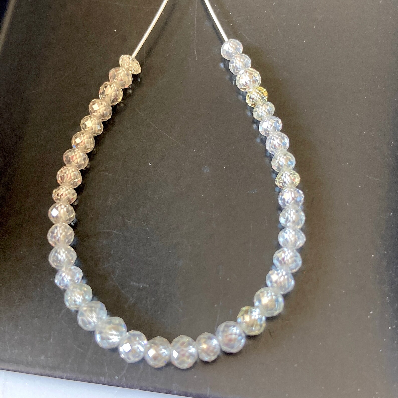 6 Beads 2.8mm to 3mm Rare Natural Clear White Diamond Faceted Rondelle ...