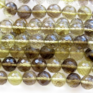 Bi Color Shaded Two Tone Yellow Brown Quartz Faceted Round Beads, 8mm ...