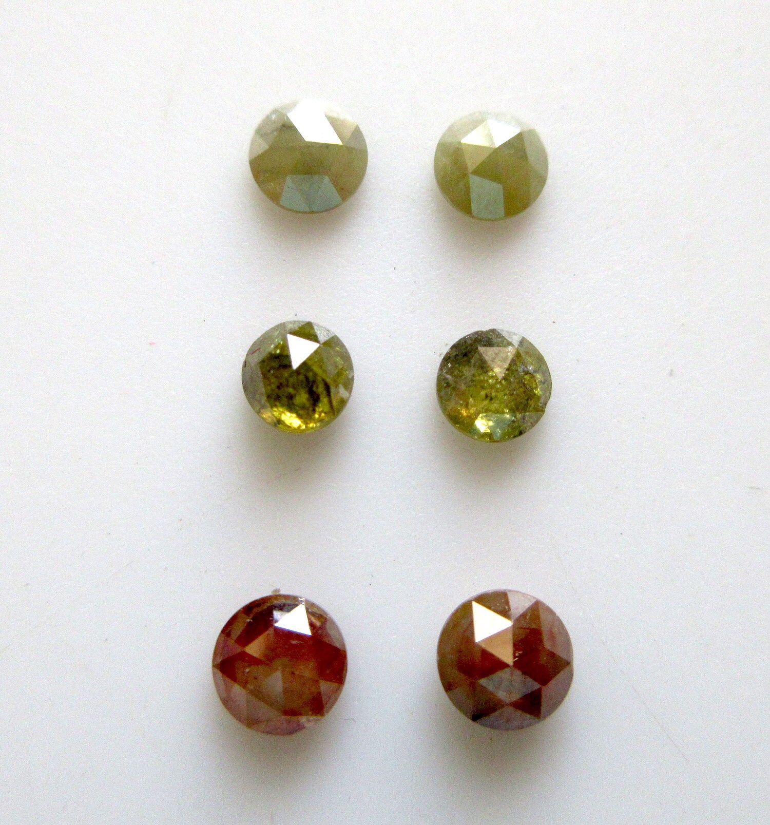 2 Pieces Matched Pairs Natural Red Round Rose Cut Diamond Loose, 4.5mm ...