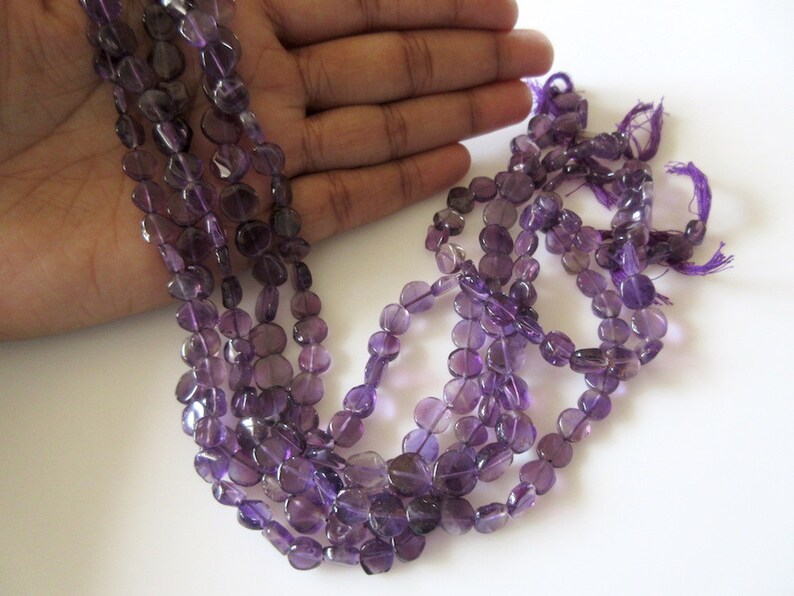 5 Strands Wholesale Amethyst Flat Coin Beads Natural Amethyst - Etsy