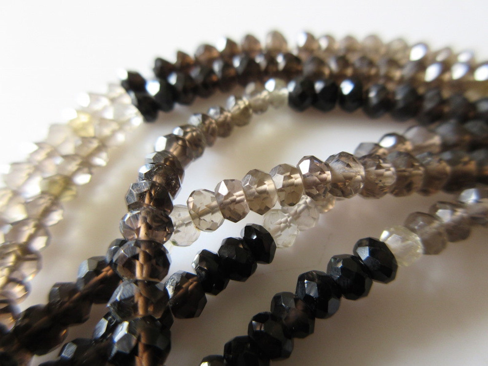 4.5mm Smoky Quartz Beads, Faceted Multi Color Shaded Smoky Quartz ...