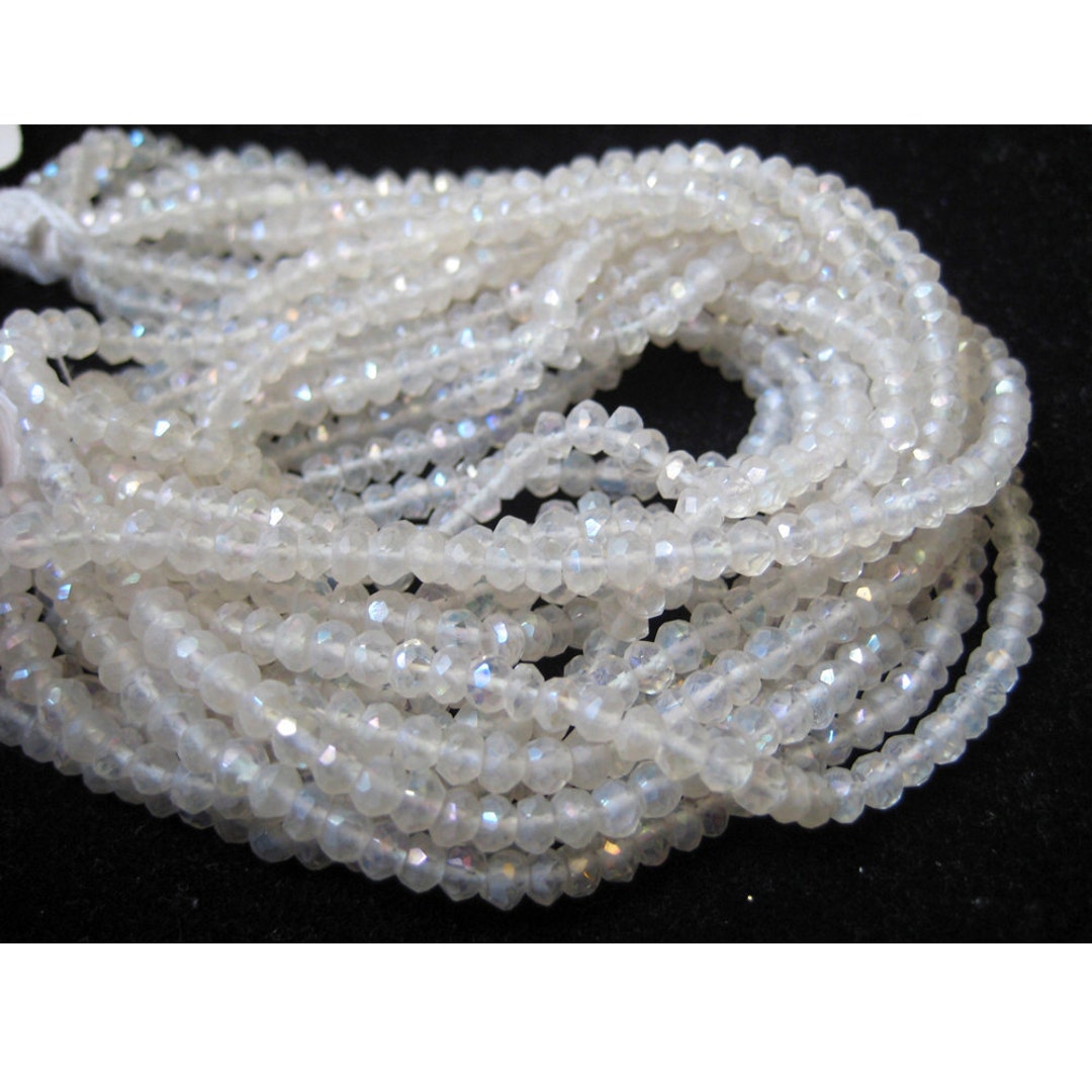 Wholesale Beads, Micro Faceted Coated Crystal Quartz Rondelle Beads ...