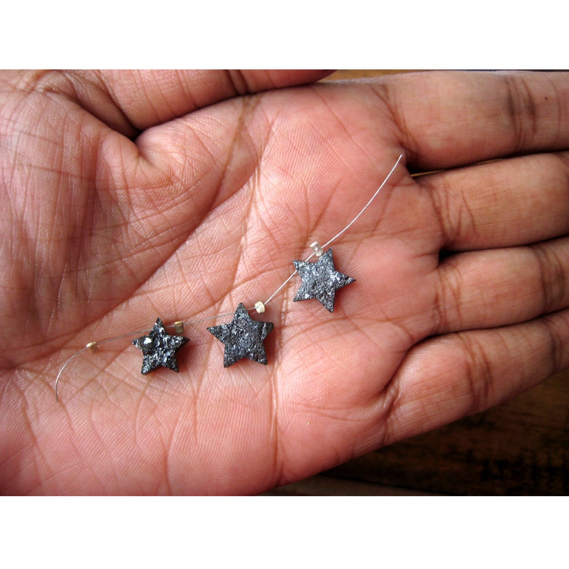 2 Pieces 9mm Each Matched Pairs Star Shaped Rough Diamonds, Grey Laser ...