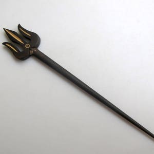 5 Pieces Ebony Wood Trishul Trident Hand Carved Hair Fork, Natural Wood ...