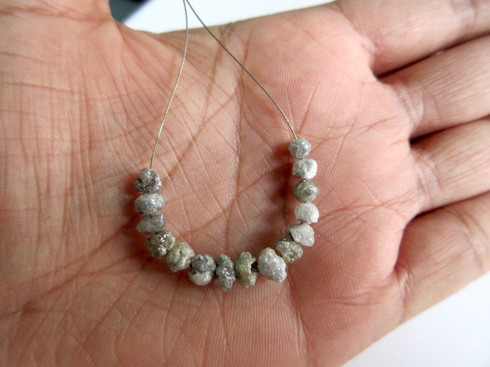 15 Pieces Rare Rough Diamond Rondelles, Natural Diamond Round Beads ...