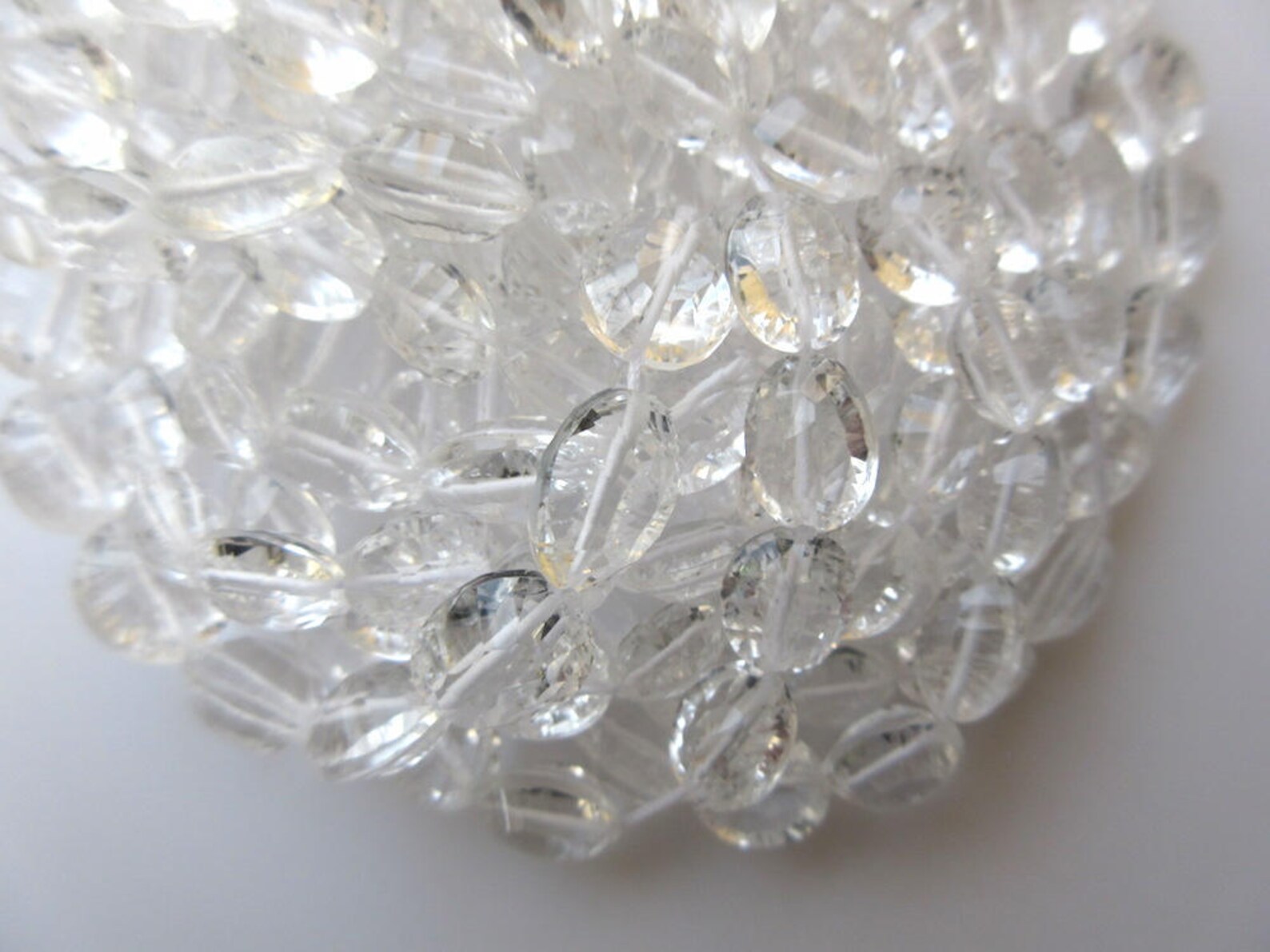 Quartz Crystal Faceted Concave Cut Oval Beads, Faceted Concave Cut Oval ...