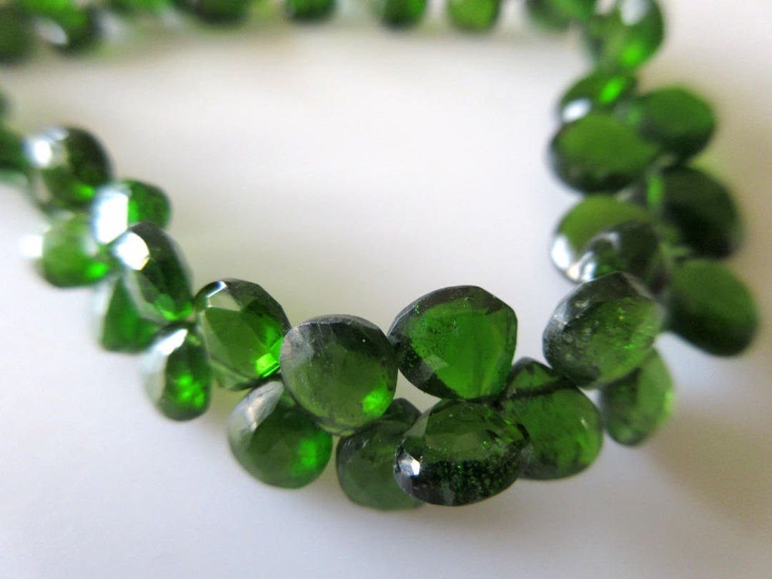 Buy Green Chrome Tourmaline Faceted Heart Briolette Beads, Chrome ...