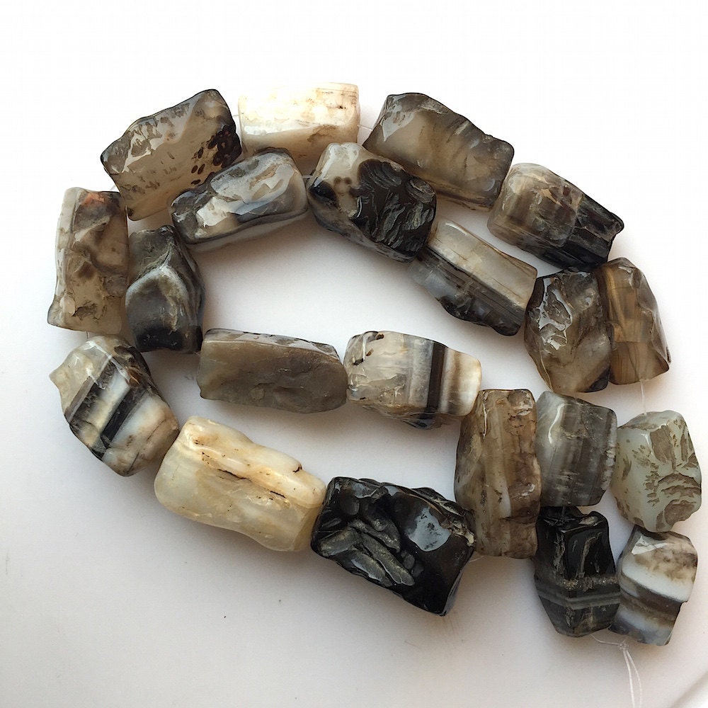 Raw Banded Agate Beads, Natural Hammered Rough Agate Gemstone Beads, 20 ...