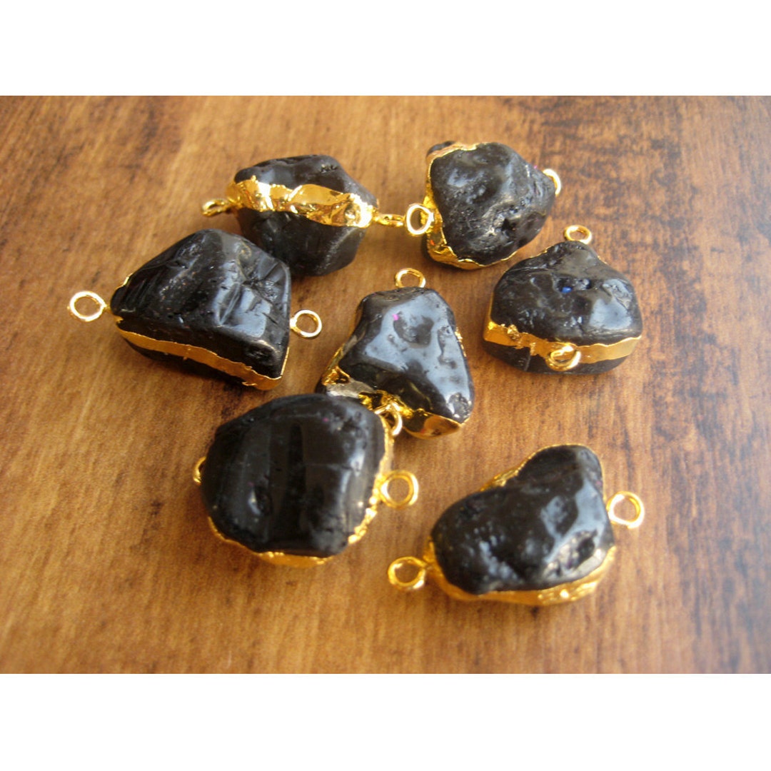 Raw Black Onyx Raw Gemstone Connectors, Natural Black Onyx Connectors ...