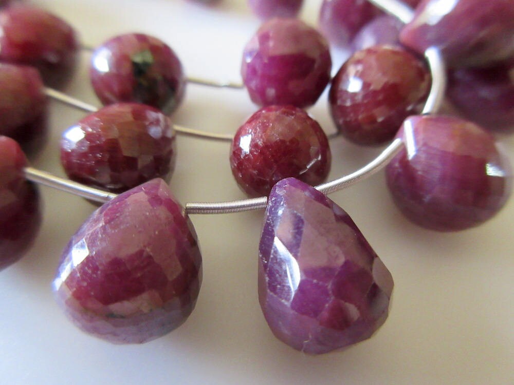 Natural Untreated Red Ruby Teardrop Briolettes Faceted Ruby | Etsy