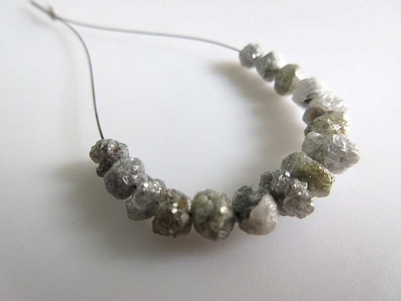15 Pieces 4-5mm Grey Raw Diamond Beads, Rough Diamond Rondelles ...