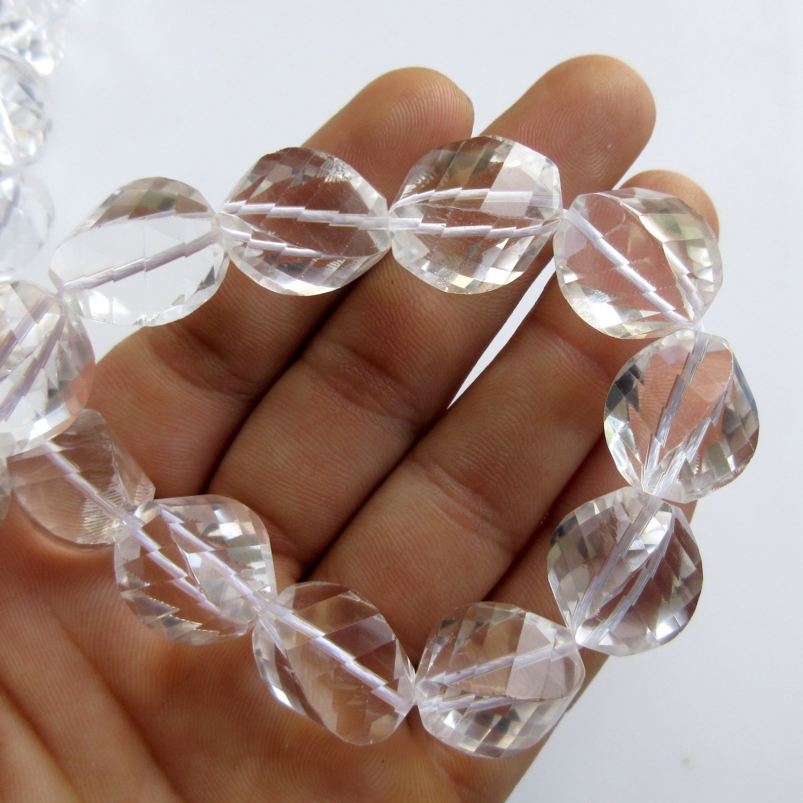 Crystal Quartz Faceted Oval Beads, Natural Rock Quartz Crystal Beads ...