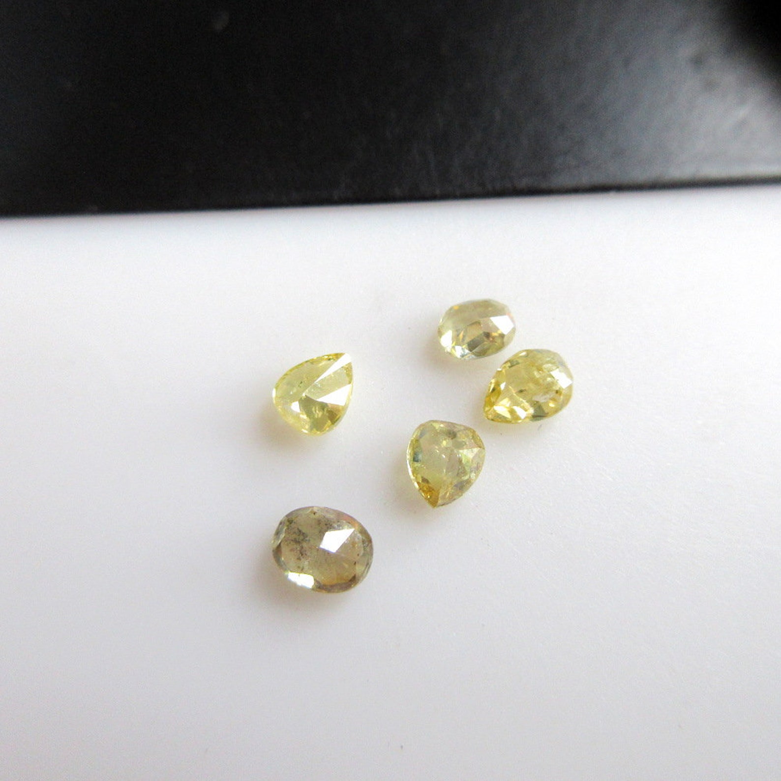 Set of 5 Pieces 4mm to 4.5mm Clear Yellow Rose Cut Diamond - Etsy