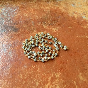 Natural Grey Raw Diamond Beaded Chain, Wire Wrapped Chain, Chain by the ...