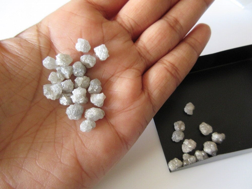 1 Piece 7mm to 8mm White/gray/silver Raw Rough Uncut Loose Diamonds ...