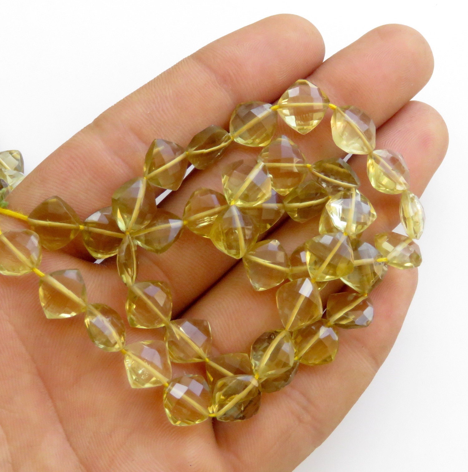 Yellow Quartz Kite Beads, Yellow Lemon Quartz Faceted Square Beads ...