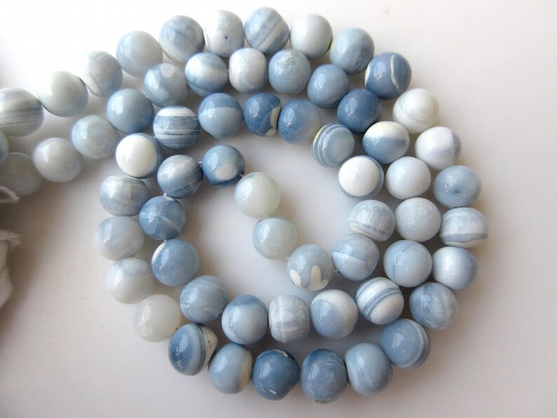Natural Blue Opal Smooth Round Beads Peruvian Blue Opal - Etsy